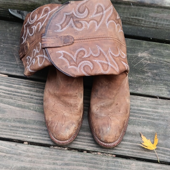 Double H | Shoes | Double H Tan Cowboy Boots With White Embroidery ...